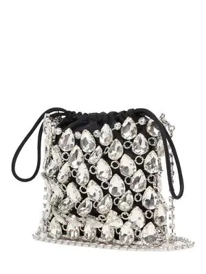 SELF-PORTRAIT Embellished Mini Bucket Bag - Silver