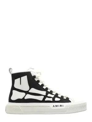 Amiri Premium Leather High Top Sneakers With Bone Detailing - Nero