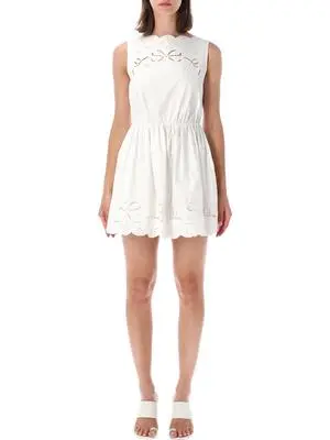 SELF-PORTRAIT Embroidered Mini Dress - Bianco