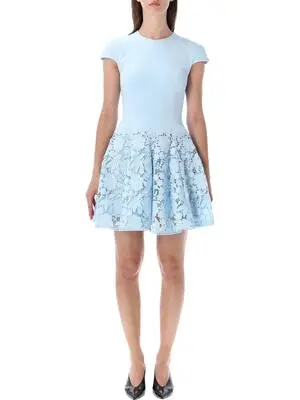 SELF-PORTRAIT Self-portrait Sleeveless Lace Midi Dress With Belt Blue