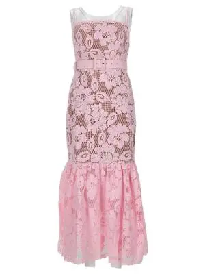 SELF-PORTRAIT Mini Dress With Eyelet Detailing - Pink