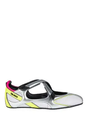 Attico THE ATTICO Silver And Neon Yellow Ballet Flats With Logo Argento