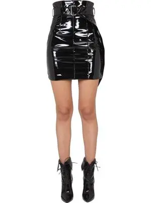 Philosophy Di Lorenzo Serafini Mini Skirt With Vinyl Belt - Black