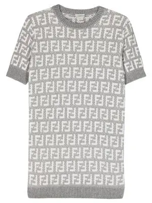 Fendi Ff" Motif Knit Dress - Grey