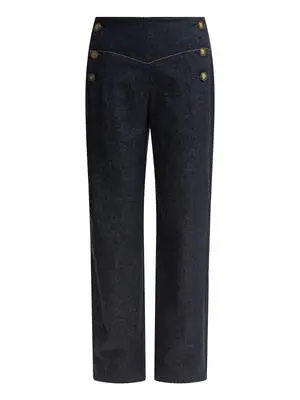 INES DE LA FRESSANGE PARIS High-waisted Button-detailed Trousers - Blue
