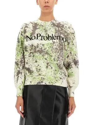 Aries No Problemo" Printed Cotton Sweatshirt - Multicolour