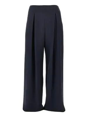 Max Mara MAX MARA PURE Silk Palude Wide Leg Pants Navy