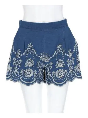 MC2 SAINT BARTH Embroidered Cotton Mini Shorts - Denim