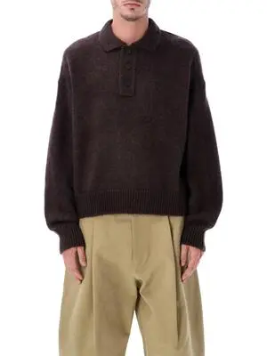 Studio Nicholson Dune Knit Polo Sweater - Brown