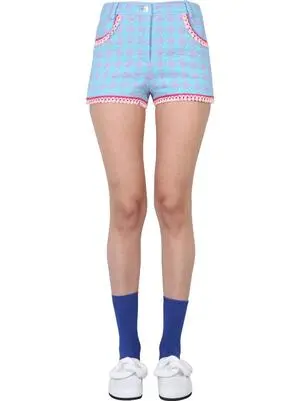 Moschino Houndstooth Print Shorts - Azure