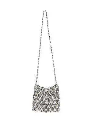 SELF-PORTRAIT Crystal Embellished Mesh Mini Bag - Argento