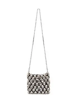 SELF-PORTRAIT Embellished Mini Shoulder Bag With Chain Detail - Silver