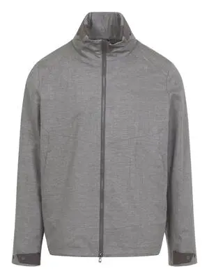 Sease Laminated Linen Zip-up Jacket - Blue