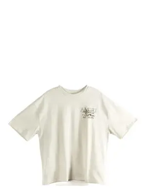 Amiri Classic Crew Neck T-shirt With Front And Back Print - Beige