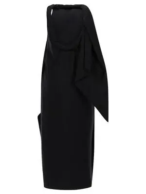 Loulou De Saison Silk Draped Halterneck Midi Dress - Black