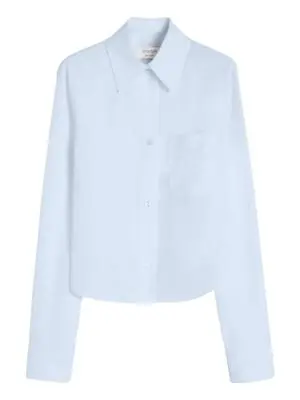 Sportmax Straight Fit Shirt With Classic Collar And Chest Pocket - Light Blue
