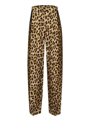 Sportmax SPORTMAX Leopard Print High-Waist Tapered Leg Trousers Cammello