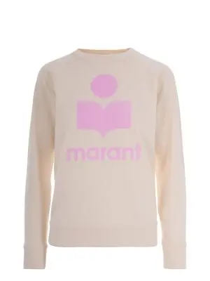 MARANT ETOILE Logo Sweatshirt - Ecru/pink