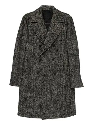 Tagliatore Premium Double-breasted Coat With Notched Lapels - Black