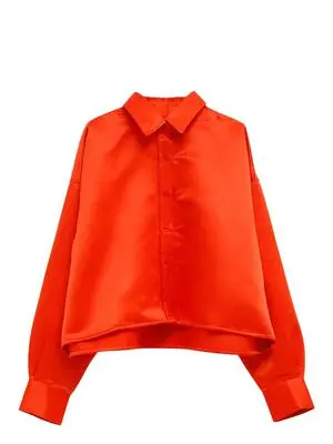 THE FRANKIE SHOP Curved Hem Button-up Shirt - Red