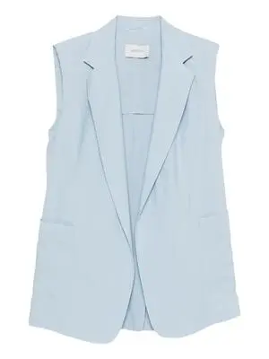 Sportmax Sleeveless Lapel Neck Vest - Light Blue