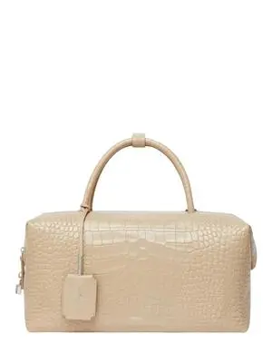 Max Mara Holdall Handbag With Crocodile-effect Leather - Beige
