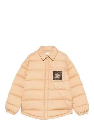 Fendi Padded Down Jacket With Logo Patch - Multicolour
