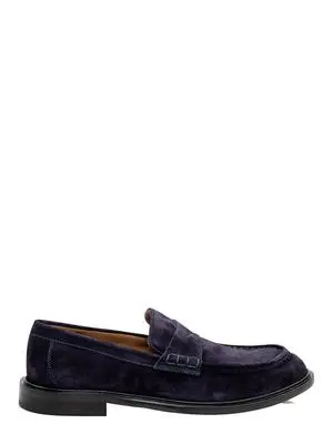 STURLINI Suede Moccasin Loafers With Front Strap - Blu