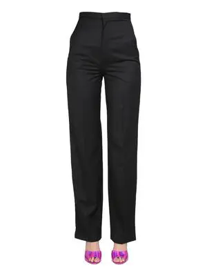 ANOUKI Tailored Wool Straight Leg Trousers - Black