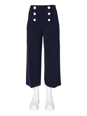 Moschino Wide Leg Trousers With Button Detailing - Blue