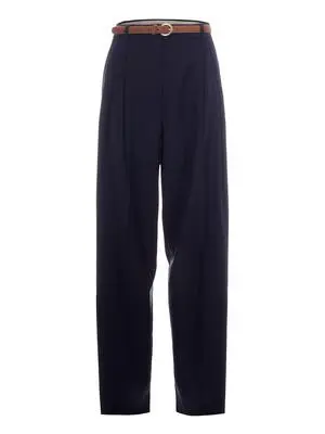 Max Mara Tailored Virgin Wool Trousers - Blu