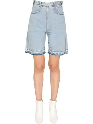 Philosophy Di Lorenzo Serafini Denim Bermuda Shorts With Side Zip - Blue