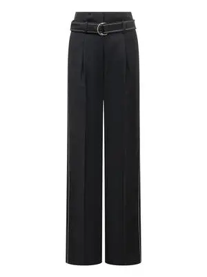 THE SEAFARER Belted Virgin Wool Trousers - Blu