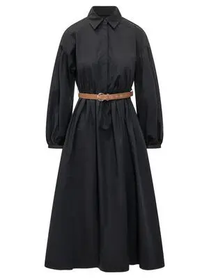 Max Mara Long Sleeve Belted Chemisier Dress - Blu