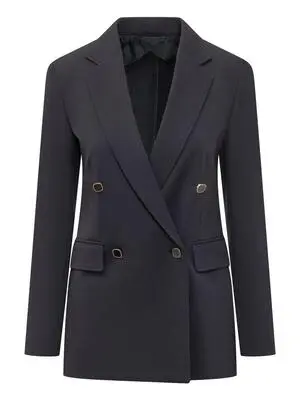 Max Mara Double-breasted Blazer With Notched Lapel - Blu