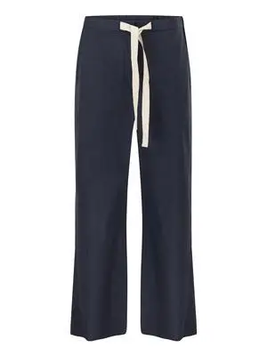 Max Mara S MAX MARA Cotton Trousers With Drawstring Detail Blu Notte