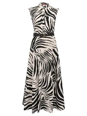 MAX MARA MAX MARA STUDIO Zebra Print Sleeveless Belted Maxi Dress