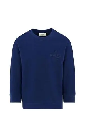 Fendi Logo Embroidered Cotton Sweatshirt - Multicolour