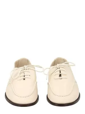 Hereu Soft Leather Lace-up Low-calf Boots - Ivory
