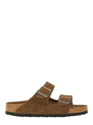 BIRKENSTOCK BIRKENSTOCK Suede Leather Sandals With Buckled Straps Brown