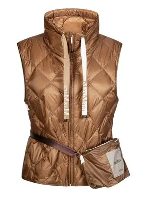CUBE MAX MARA Max Mara Sleeveless Quilted Padded Jacket With Stand Collar - Marrone