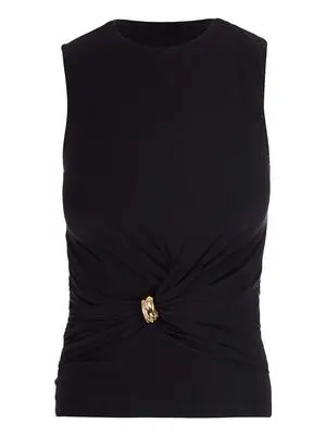 Elisabetta Franchi ELISABETTA FRANCHI Sleeveless Draped Top With Gold-Tone Accent Nero
