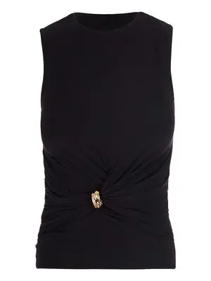 Elisabetta Franchi Sleeveless Draped Top - Nero