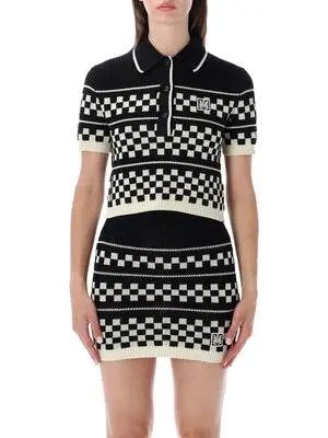 Amiri Reimagined Checkered Mesh Polo - Nero