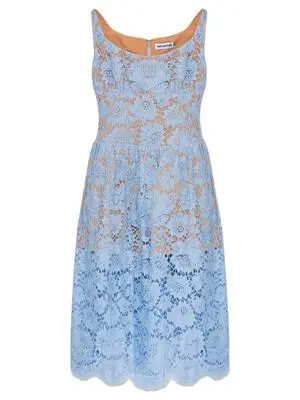 SELF-PORTRAIT Lace Mini Dress With Corset Detail - Clear Blue