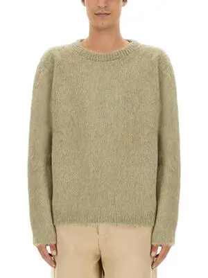 LEMAIRE Crew Neck Brushed-effect Jumper - Grey