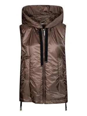 CUBE MAX MARA Sleeveless Hooded Puffer Vest - Beige