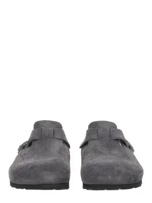 BIRKENSTOCK Leather Flats With Buckle Detailing - Grey