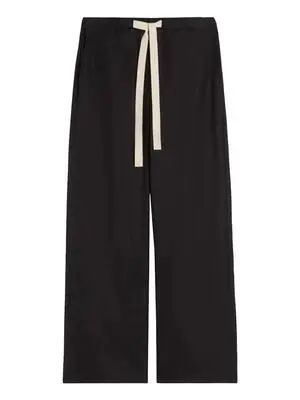 Max Mara Straight Leg Cotton Trousers With Drawstring Detail - Black