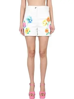 Moschino Floral Embroidered Mini Shorts - White